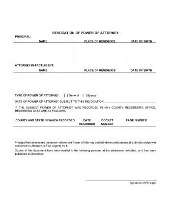 Free Power of Attorney Revocation Forms | Revoke Power of Attorney Form ...